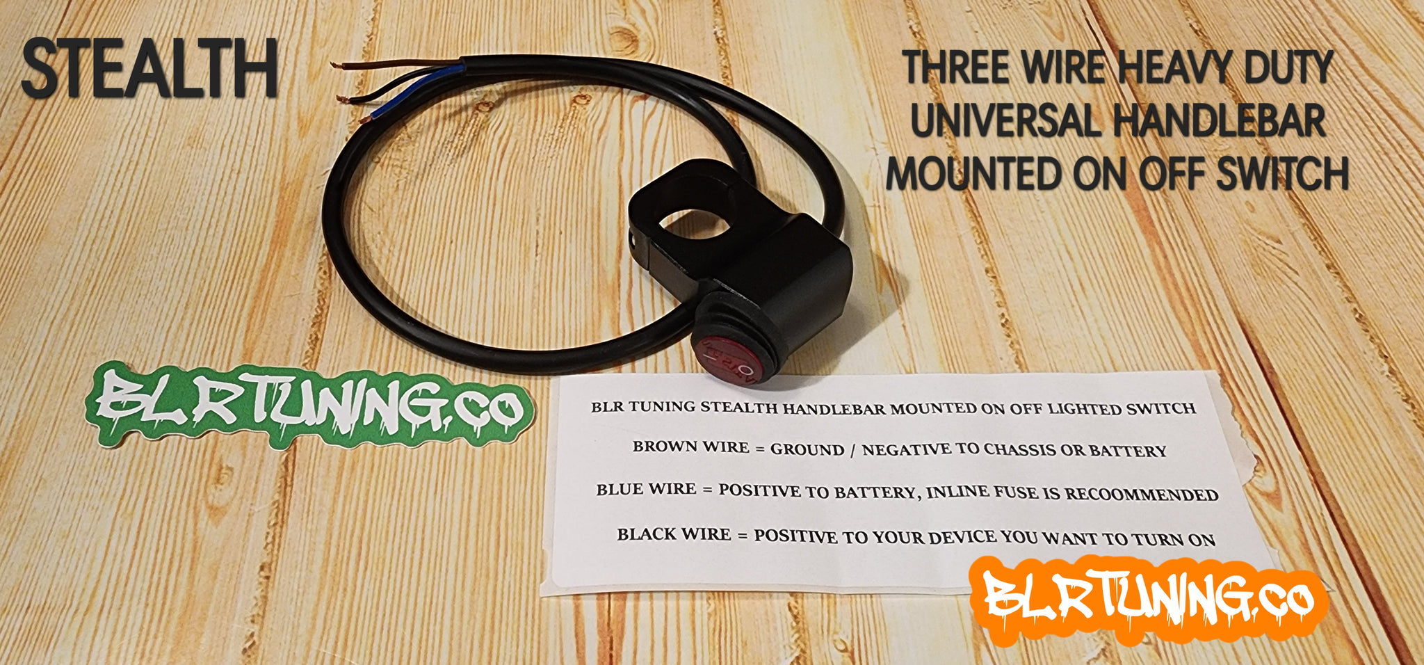 BLR TUNING STEALTH HANDLEBAR MOUNTED ON OFF LIGHTED 12 VOLT SWITCH